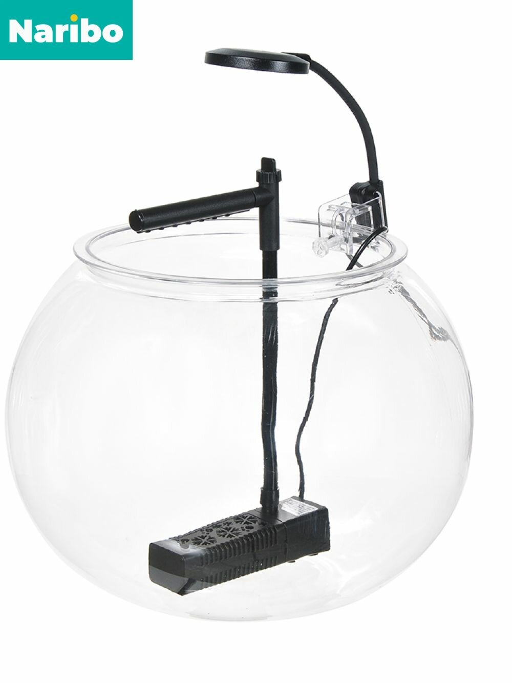 Аквариум-шар для рыбки петушка Naribo A-300, 12л, пластиковый, с оборудованием