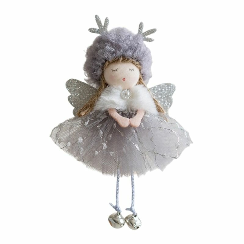 Подвеска Для Девочки-Ангела с Плюшевыми Оленьими Рогами-Серый