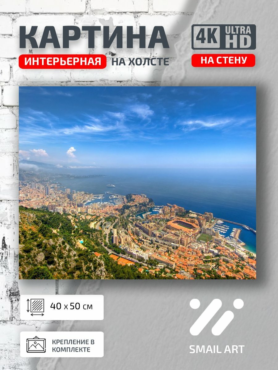 Картина на холсте интерьерная 40 на 50 на стену Город-курорт City для кабинета урбанистика