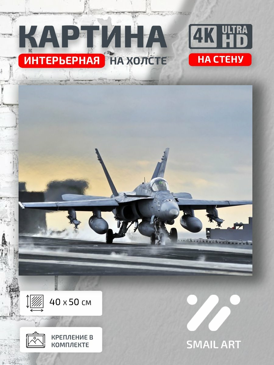 Картина на холсте интерьерная 40 на 50 на стену Штурмовик Fighters для геймера авиация