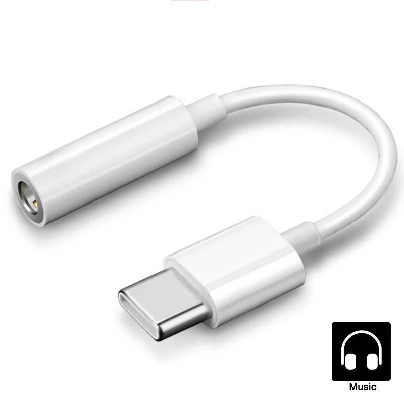 Аудиоадаптер 2-в-1 USB C на разъем 5 мм Type-C для зарядки 3,5 мм Aux-кабель для Samsung Type 1