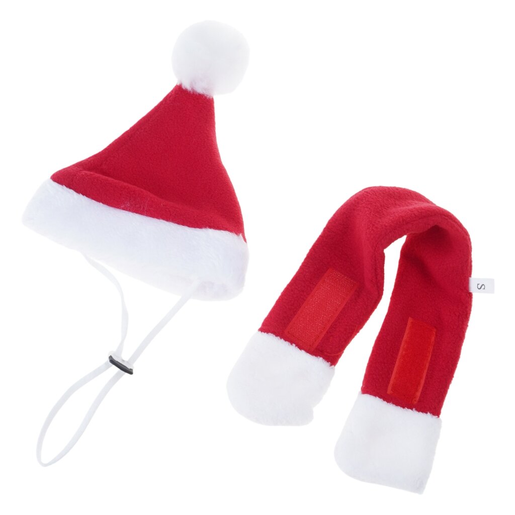 Розовый Флисовый Костюм, Шапка Санта-Клауса, Шарф, Клыки