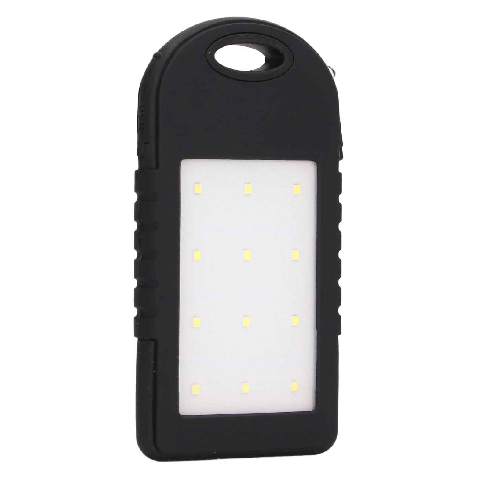 Переносной солнечный аккумулятор 5000mAh с 12 LED фонариком для кемпинга и рыбалки, черный
