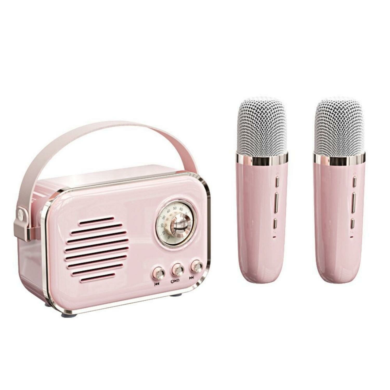 Миниколонка портативная беспроводная Bluetooth с микрофоном для караоке в сборе, мини-Hi-Fi сабвуфер, ретро-орнамент в подарок, цвета: бежевый, светло-зеленый, розовый (выбор), модель P33PLUS, тип: одинарная/двойная метка (выбор), материал