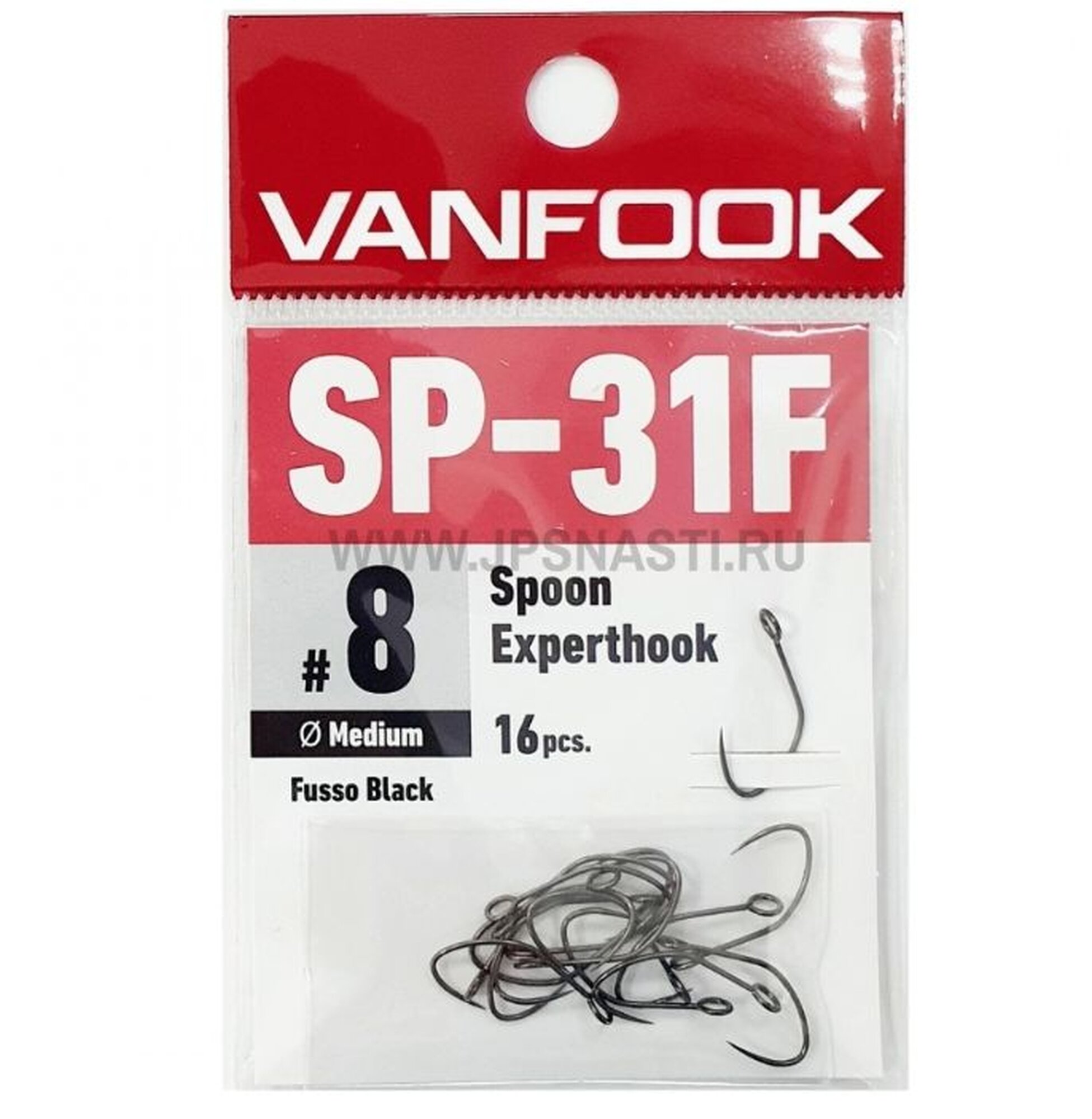 Одинарные крючки для рыбалки Vanfook SP-31F, Fusso Black, #8 / Японские крючки ВанФук