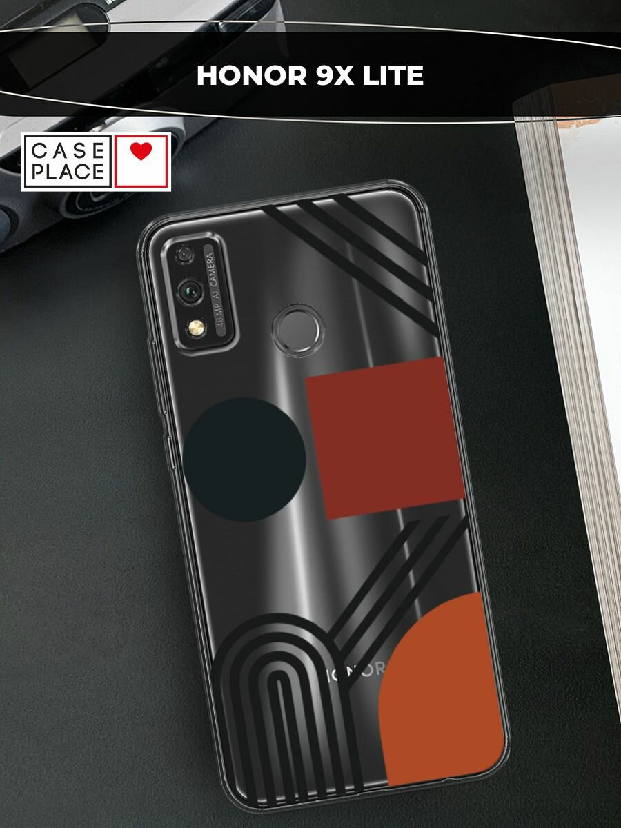 Чехол на Honor 9X Lite / Хонор 9X Лайт с принтом Абстрактная композиция, прозрачный