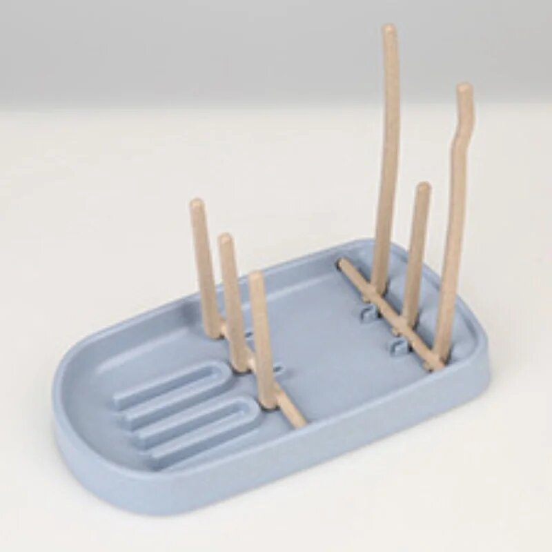 Держатель для бутылочек из пшеницы Голубой, HTG432-Blue