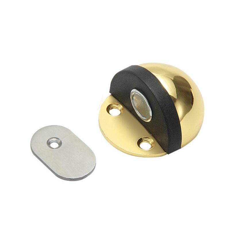 Самоклеящийся / перфорированный фиксированный резиновый буфер, скрытый магнитный дверной упор из нержавеющей стали, упор-золотой