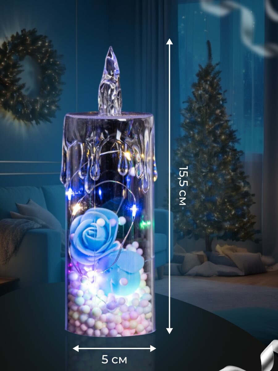 Имитационная цветок прозрачная роза светодиодная электронная свечка лампа атмосферные украшения Лампа Прозрачная