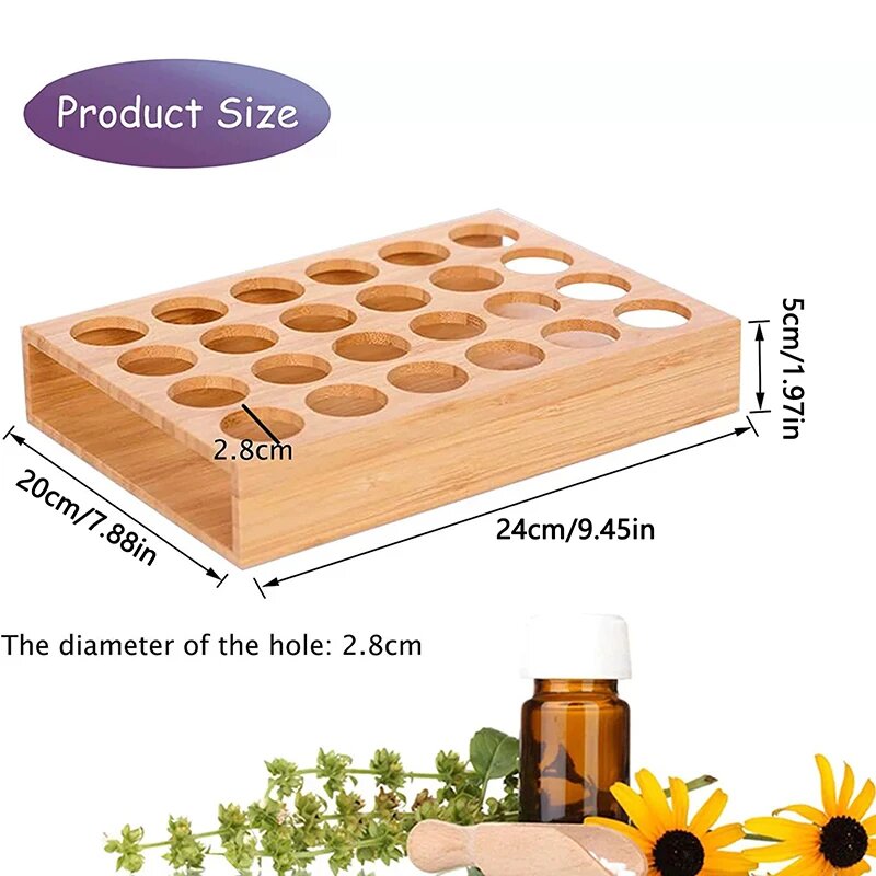 Простая деревянная подставка для бутылки с маслом с 24 отверстиями, настольная подставка для дисплея, 15 мл, бутылка с маслом для ароматерапии, отделочная стойка для хранения, держатель для духов