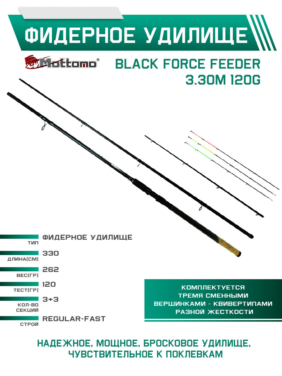 Фидерное удилище Mottomo Black Force Feeder 3.30m 120g на жереха , окуня