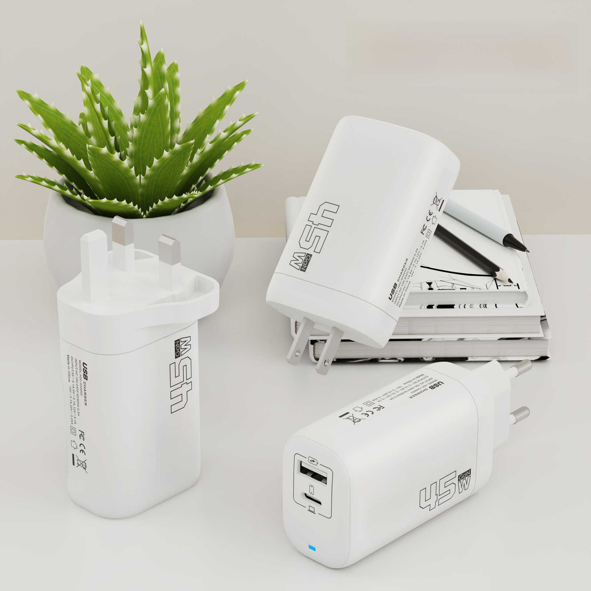 PD USB стопы 45W нитрид галлия Gan мобильный телефон портативный зарядное устройство для Европы, Америки и