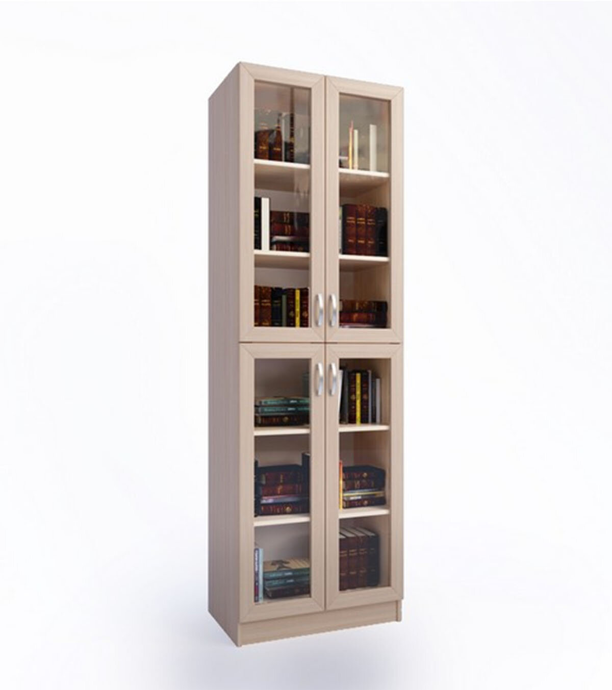 Библиотека книжная 2/2, ЛДСП, рамка МДФ, стекло, распашные двери