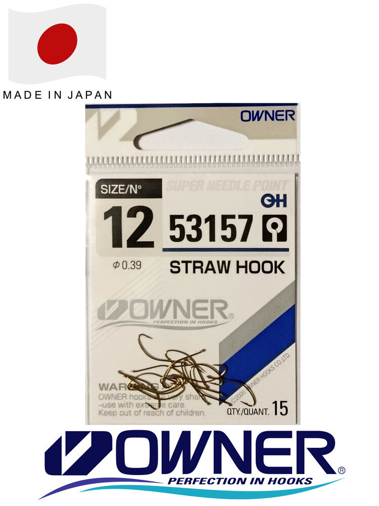 Крючки OWNER 53157 №12 STRAW HOOK / Крючок, Овнер, одинарные для рыбалки