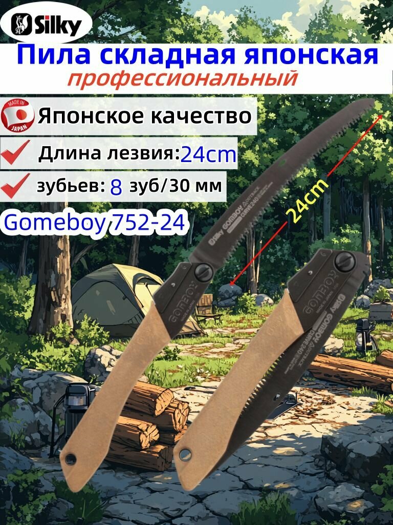 Японская пила походная Silky Gomboy Curve Outback Edition 240мм 8зуб/30мм складная