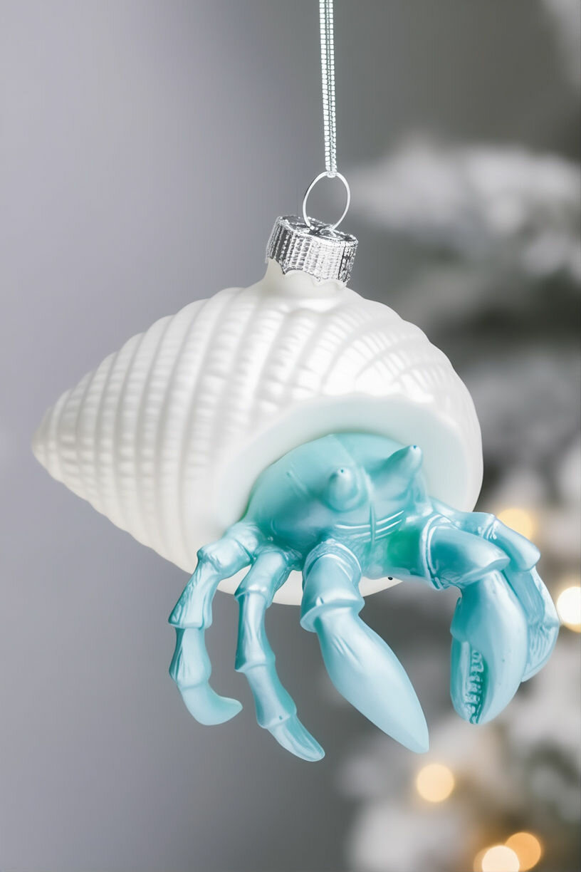 Ёлочная игрушка застенчивый крабик, стекло, 10 см, Винтер Деко (Winter Deco) 4070153