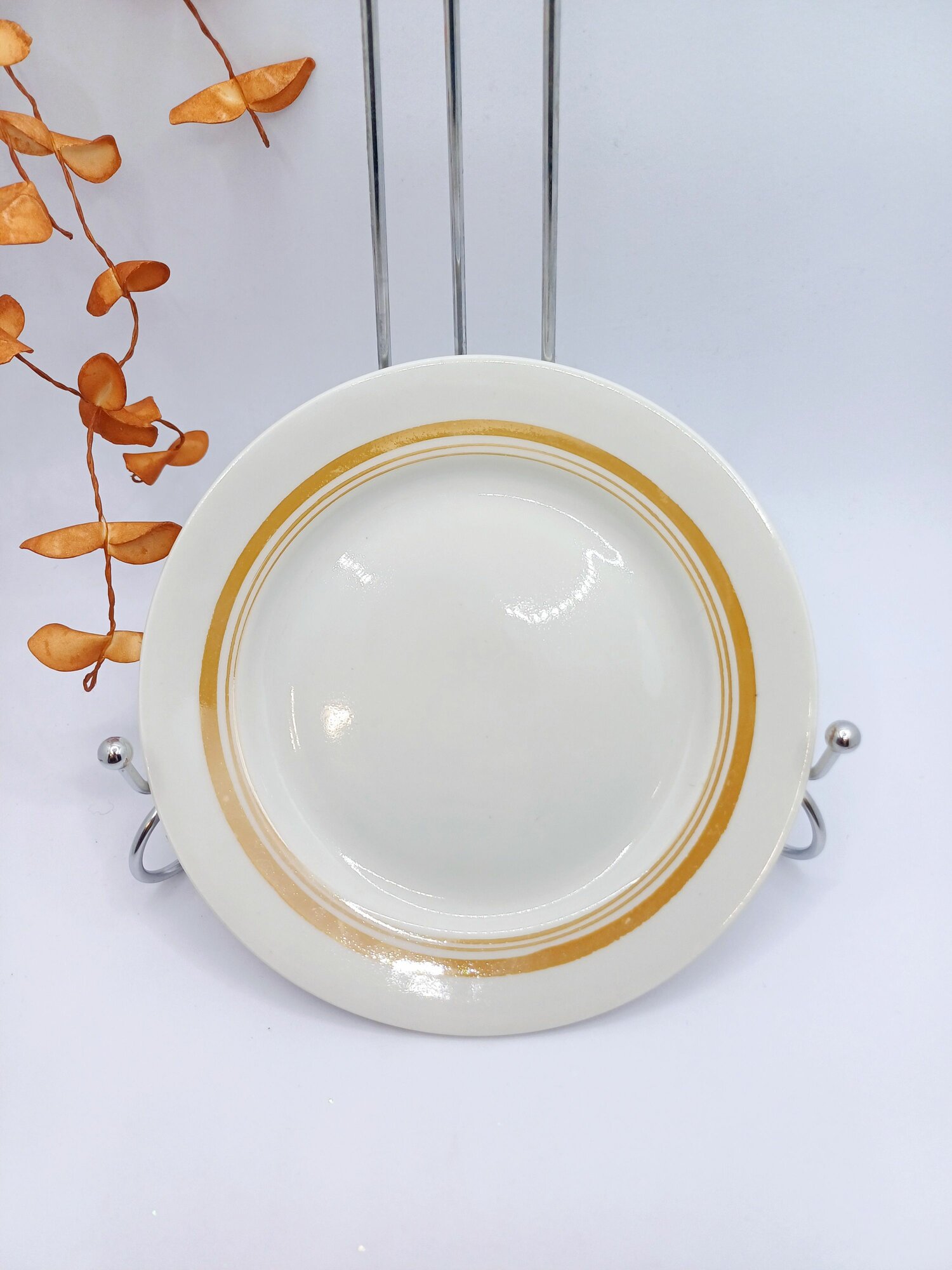 Тарелка плоская десертная винтажная, фарфор, Дулево СССР