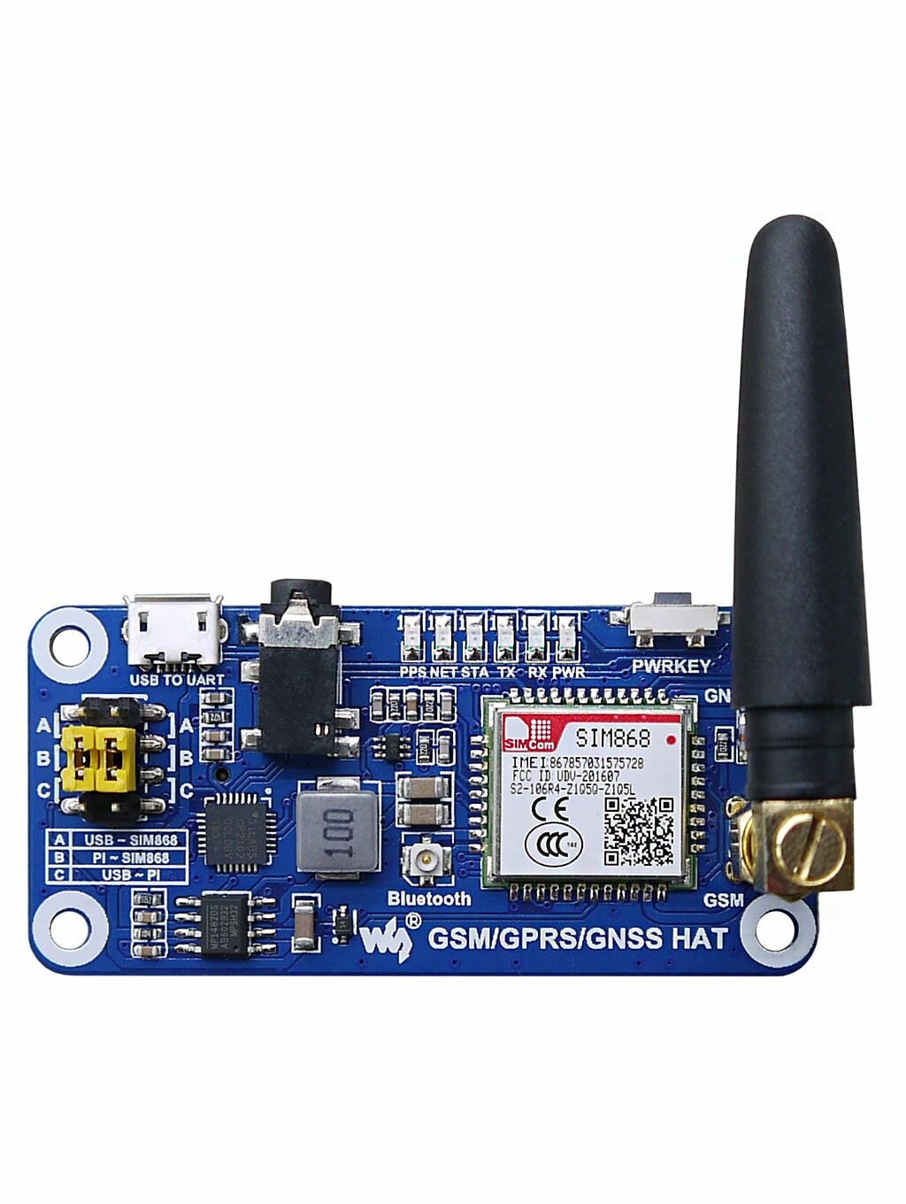 Модуль GSM/GPRS/GNSS/Bluetooth HAT