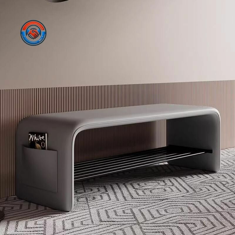 Банкетка для прихожей, мягкая скамейка для смены обуви с подушкой, компактная обувница-табурет, устойчивая и легко моющаяся, удобная мебель для коридора и спальни