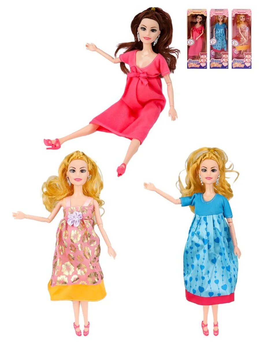 Беременная кукла (29см), в наборе с пупсом, микс, в коробке