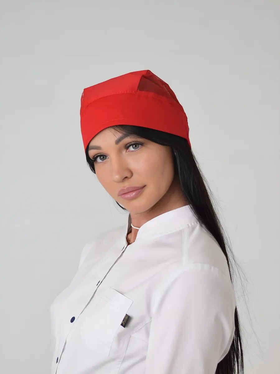 Бандана медицинская с сеточкой красная