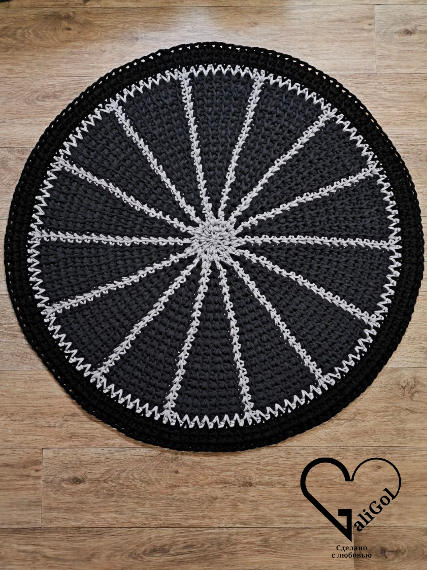 Эко коврик. Круглый вязаный хлопковый ковер, ручной работы для гостиной, спальни, детской, прихожей, ванной и бани.