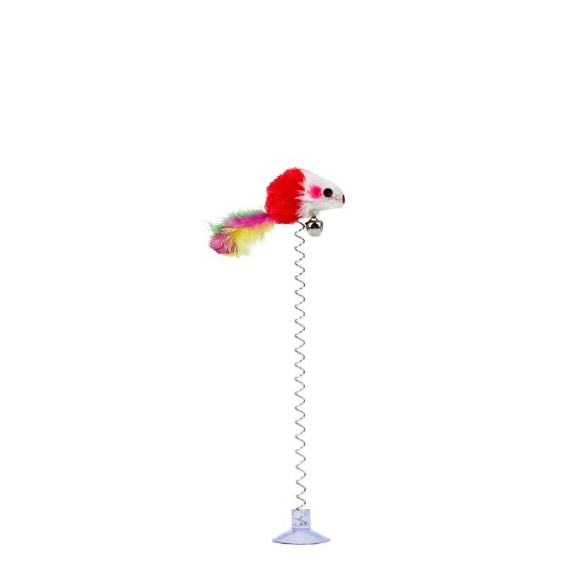 Разноцветные присоски типа кошки пружинные мышки присоски пружинные перья кошачьи игрушки пружинная мышь_Пружинная