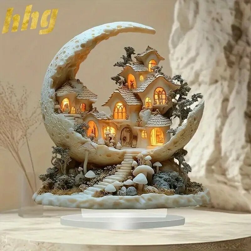 Рождественский снежный домик, настольное украшение, фигурка.