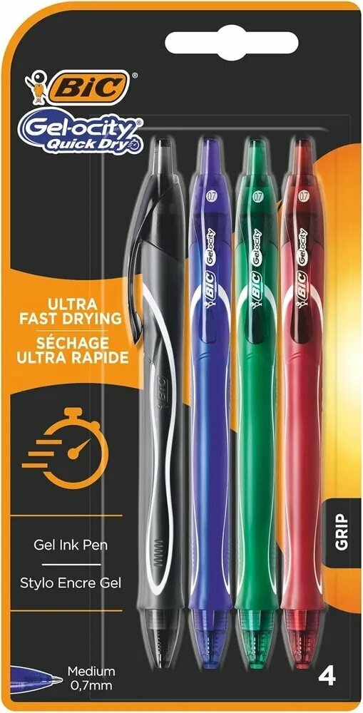 BIC Набор ручек, цвет: Черный, Красный, 4 шт.