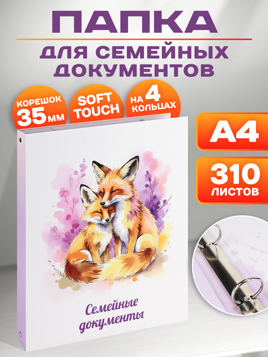 Дизайнерская папка Soft touch на кольцах "Семейные документы" "собс. разр" ПК-7654