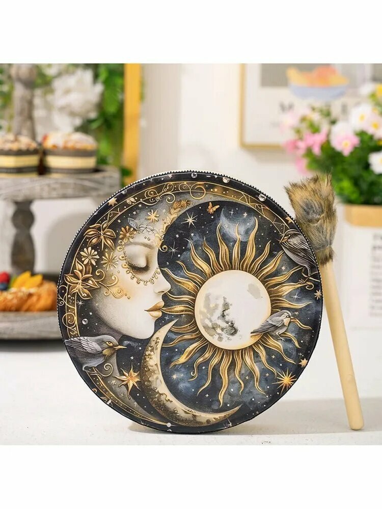 Народный ударный инструмент, шаманский бубен, Барабан Солнца и Луны Тунхуэй,25 см