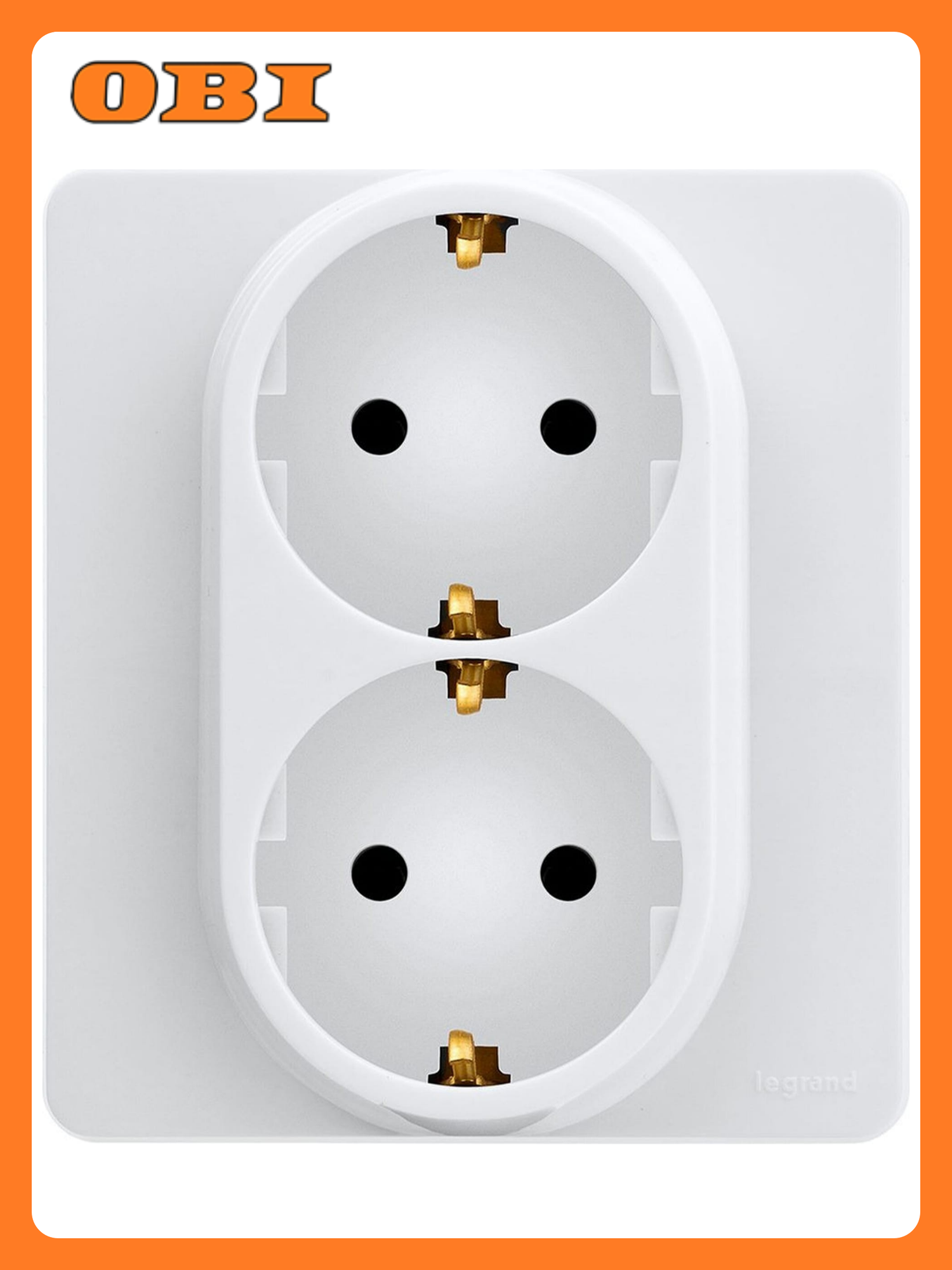 Розетка Legrand Inspiria 673750, белая, 2 поста, заземляющий контакт, скрытый монтаж