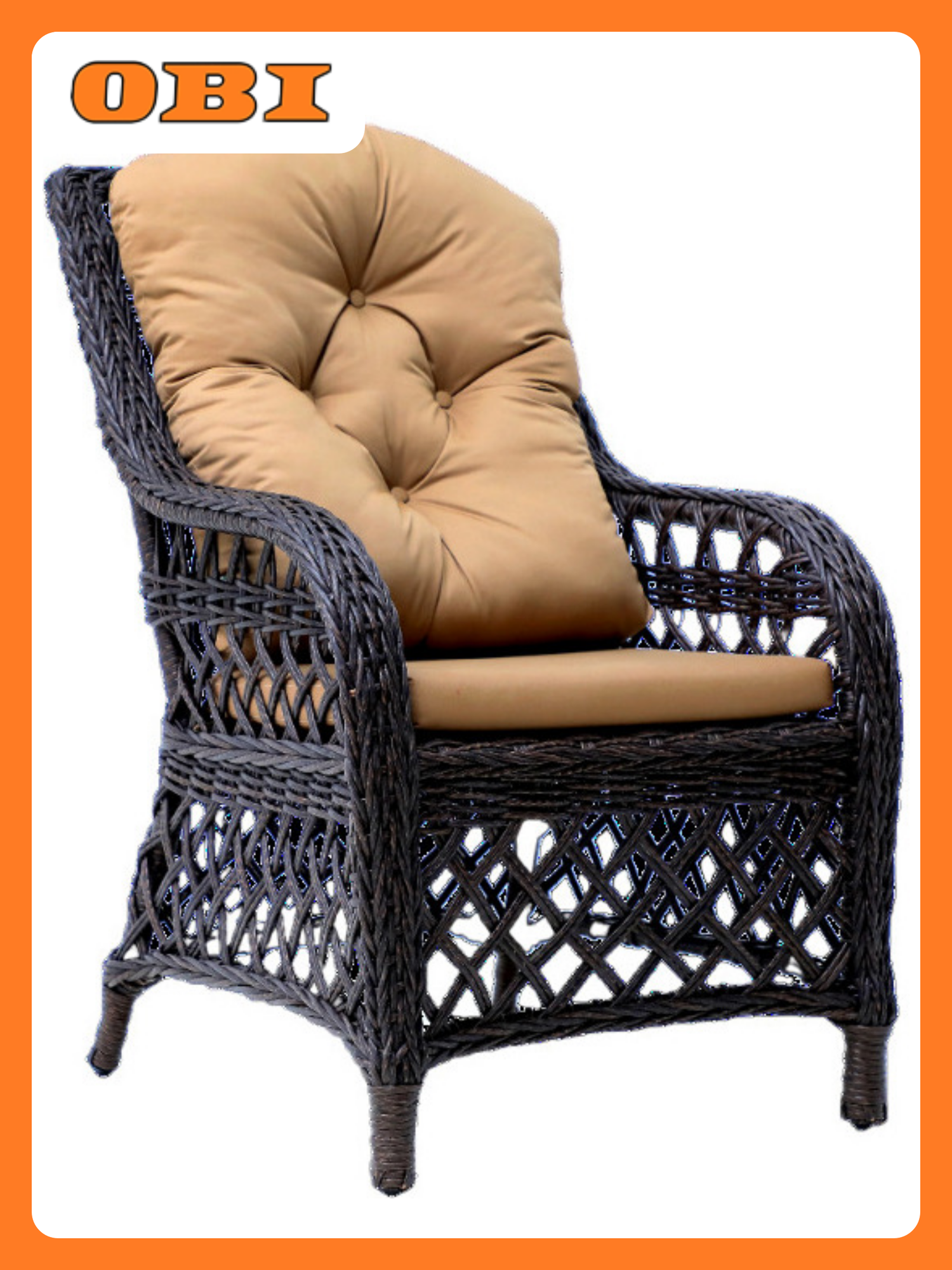 Кресло садовое "Beatriss", искуственный ротанг, металлическое основание, 68x85x110см, коричневое