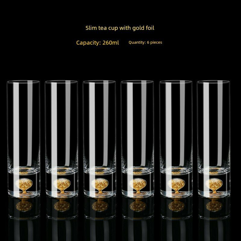 Элитный стакан для воды из хрусталя с золотой фольгой, креативная прозрачная чашка для зеленого чая в стиле лайт-люкс,
