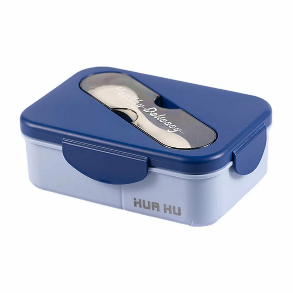 Пластиковый контейнер для еды с разделителем, 800 мл, 2 отделения, синий, для микроволновки, ланчбокс для студентов и офисных работников