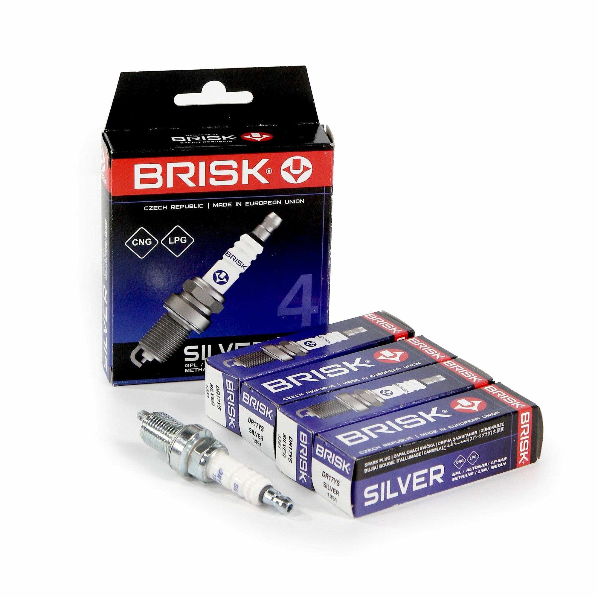 Свечи зажигания дв.405,409 ЕВРО-3 (под ГБО), к-т 4 шт, Brisk, "SILVER" (0.7), DR17YS