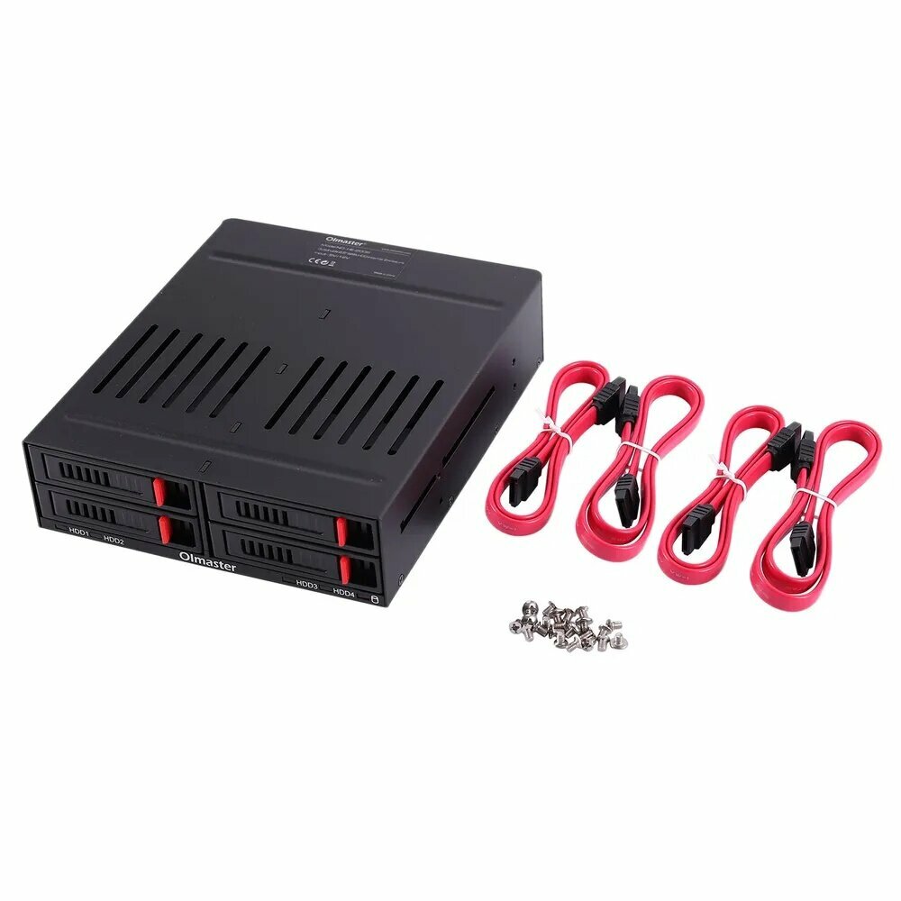 Oimaster He-2006 4 слота Sata Внутренняя стойка Корпус для жесткого диска 2,5 дюйма Внутренняя мобильная стойка со светодиодным индикатором Встроенный вентилятор