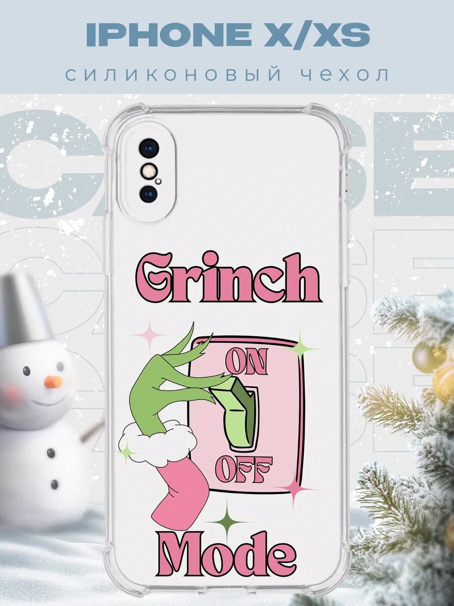Новогодний чехол для телефона iPhone X/XS гринч