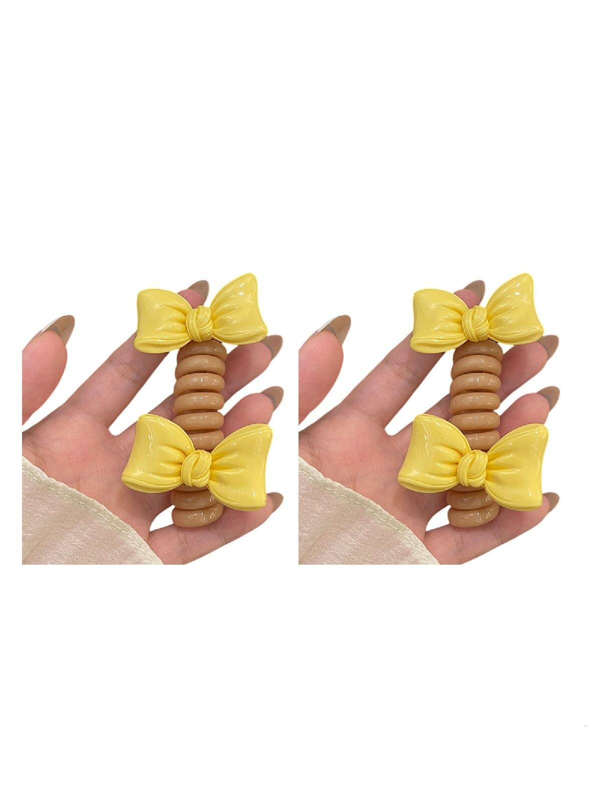 2 шт. Спиральные шнуры, резинки для волос с бантом, эластичный держатель для хвоста для школьников