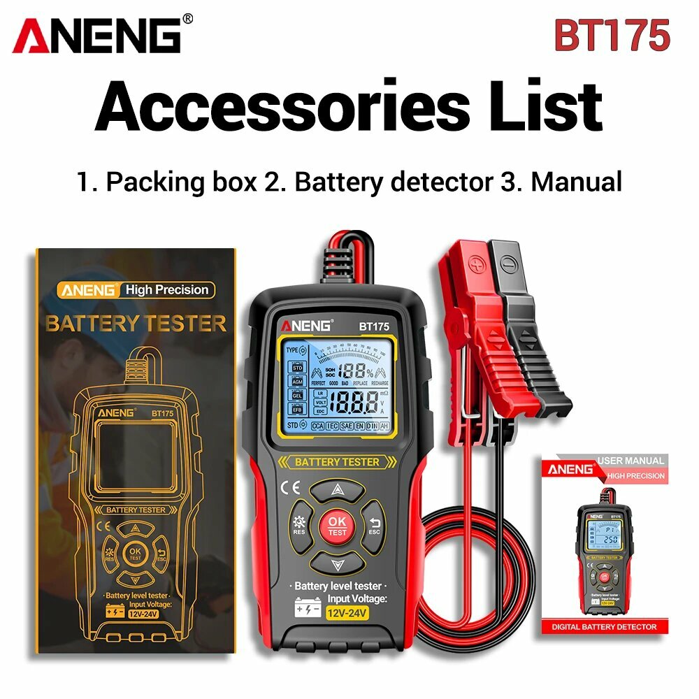 Тестер автомобильных аккумуляторов ANENG BT175