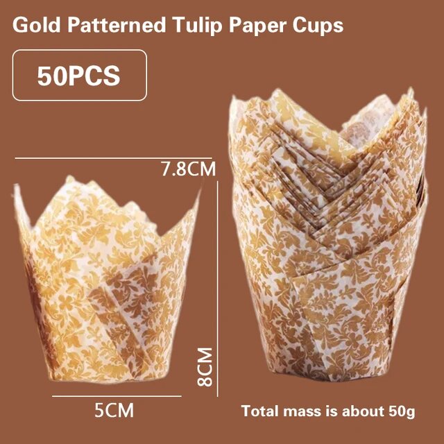 50 шт. бумажных формочек для кексов в форме тюльпана, маслостойкие вкладыши для выпечки кексов, инструменты для украшения кексов, формочки для кексов.