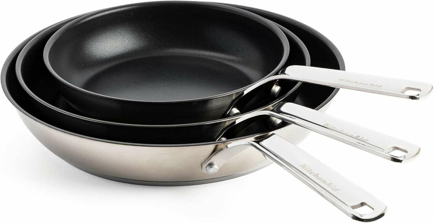 Набор сковород KitchenAid 20/24/28 см США, 3 предмета с керамическим антипригарным покрытием