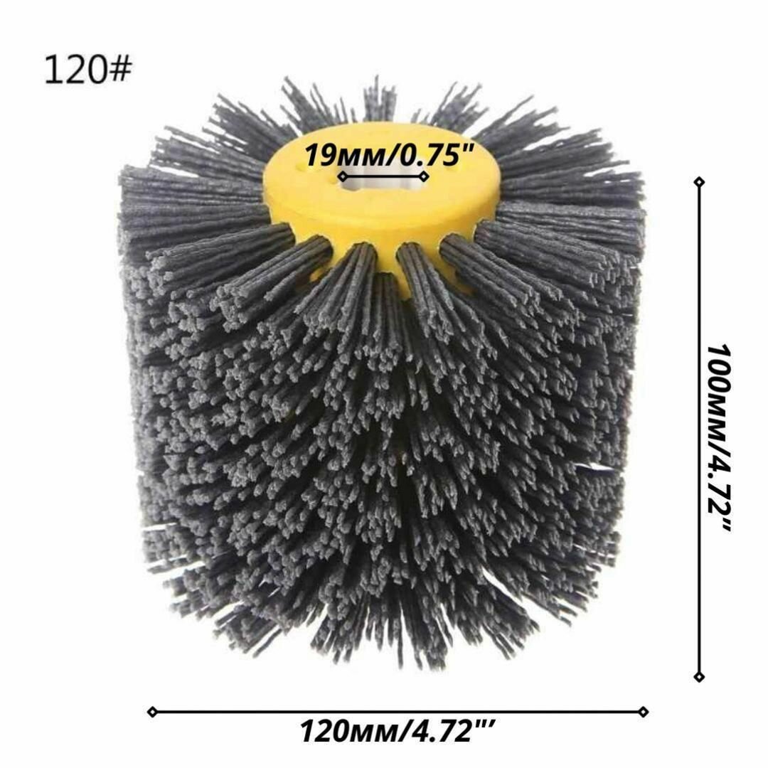 Шлифовальная щетка валиковая нейлоновая для браширования / состаривания древесины 120*100 для станков с валом 19 мм
