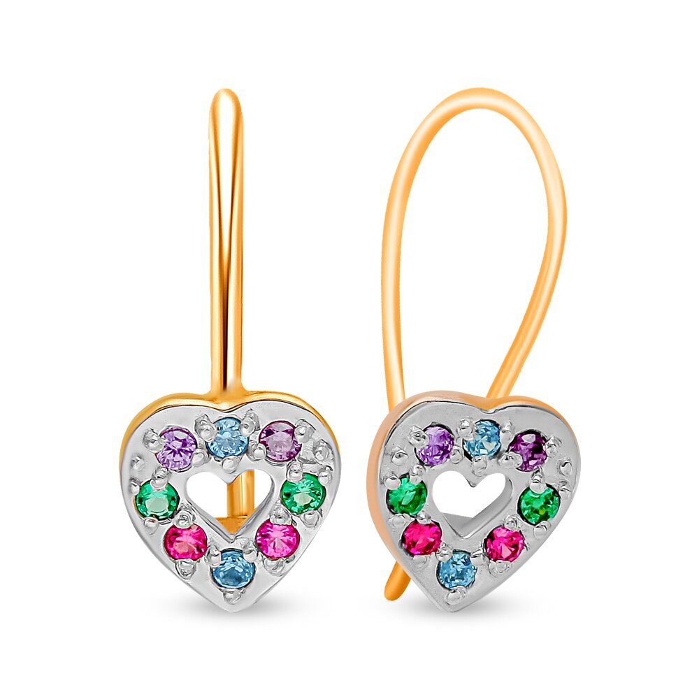 Серьги, красное золото, 375 проба, родирование, фианит