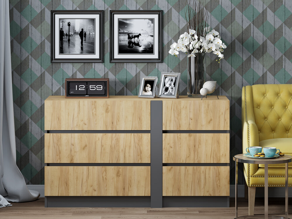 Комод Берк-12 ЛДСП дуб крафт золотой/графит (Регион 058)