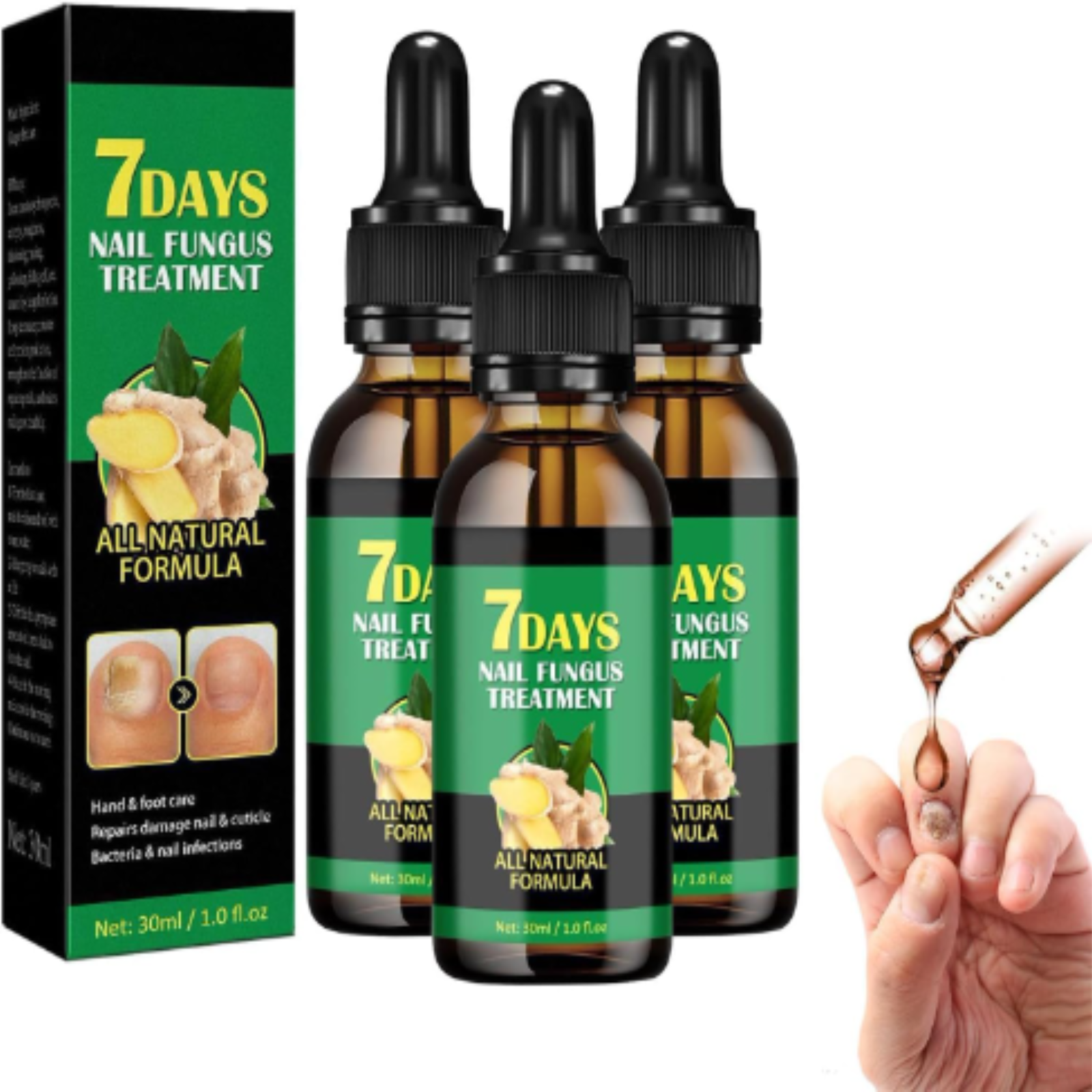 7 Days Ginger Nail Balm, 30 ml, 50 г, Срок годности 3 года, 3 PCS, Water, Ginger Nail Growth Serum, для рук и ногтей, увлажнение кутикул, укрепление ногтей, предотвращение ломкости, стимуляция роста, поддержание блеска