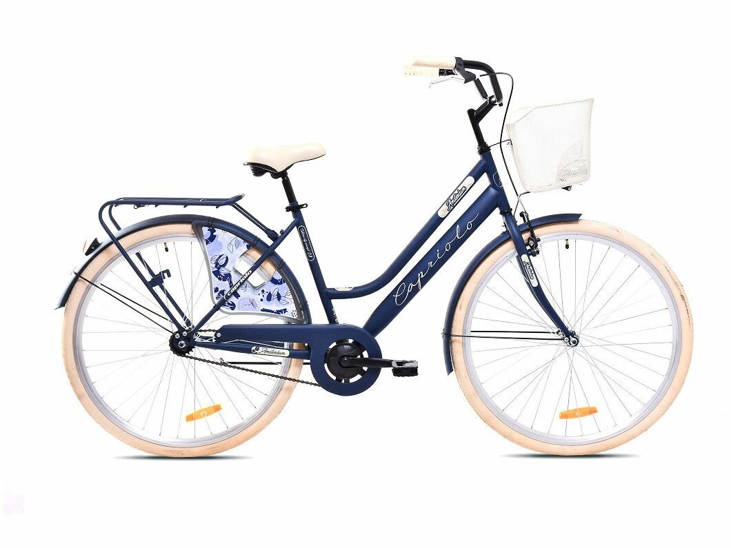 Велосипед CAPRIOLO CITY AMSTERDAM LADY (FIX), рама сталь 18', колёса 28' (сапфирово-синий (матовый) - белый)