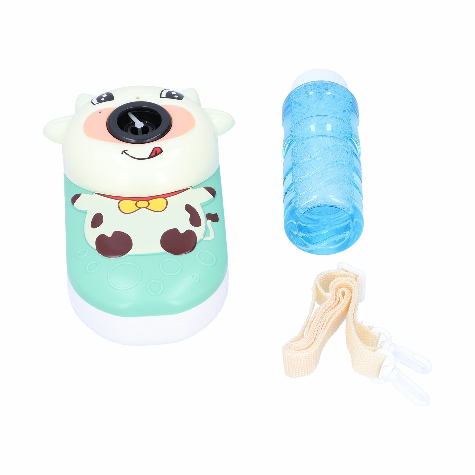 Электронная игрушка для выдувания мыльных пузырей с мультяшным дизайном и музыкой.