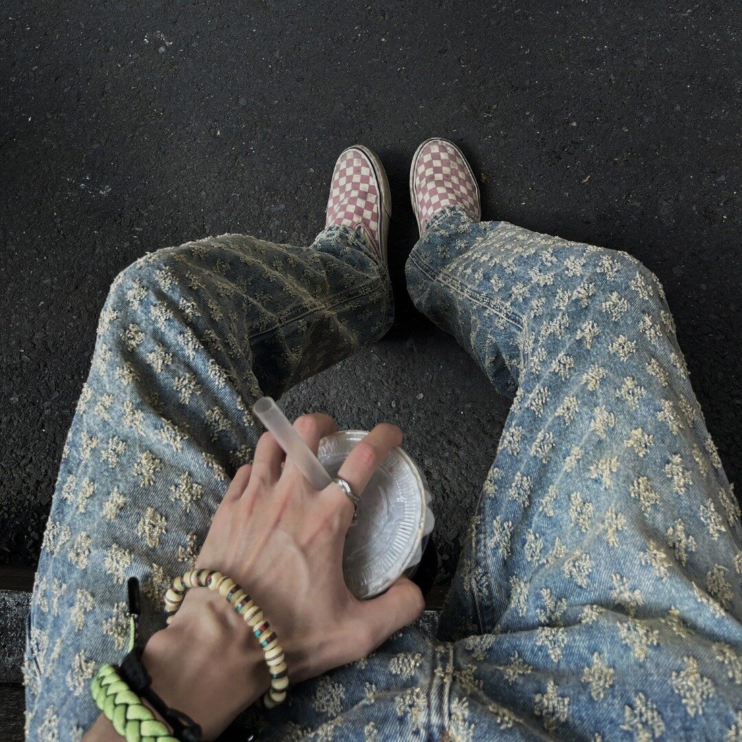 JYL Джинсы Мужские Широкие Американские Хип-Хоп Жаккард Винтажные Стильные Прямые Деним, Размер_L(30)