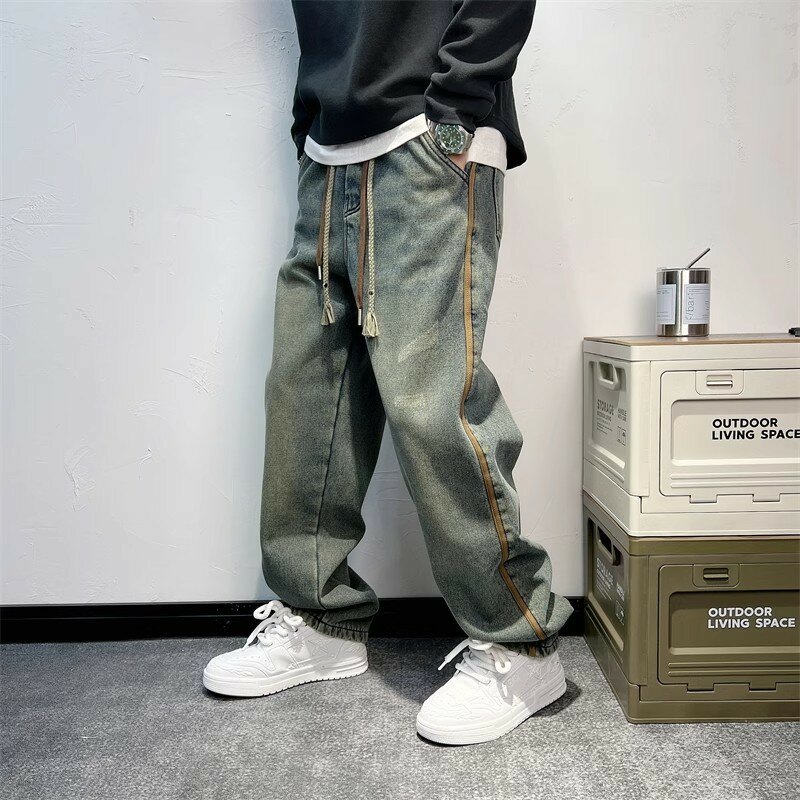 MON Мужские Джинсы Лето Потертые Новые Кроп Корейские Слим Эластичные Деним, Размер_L